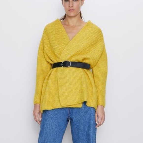 Zara | Sweaters | Zara Bright Yellow Oversized Open Front Cardigan ...